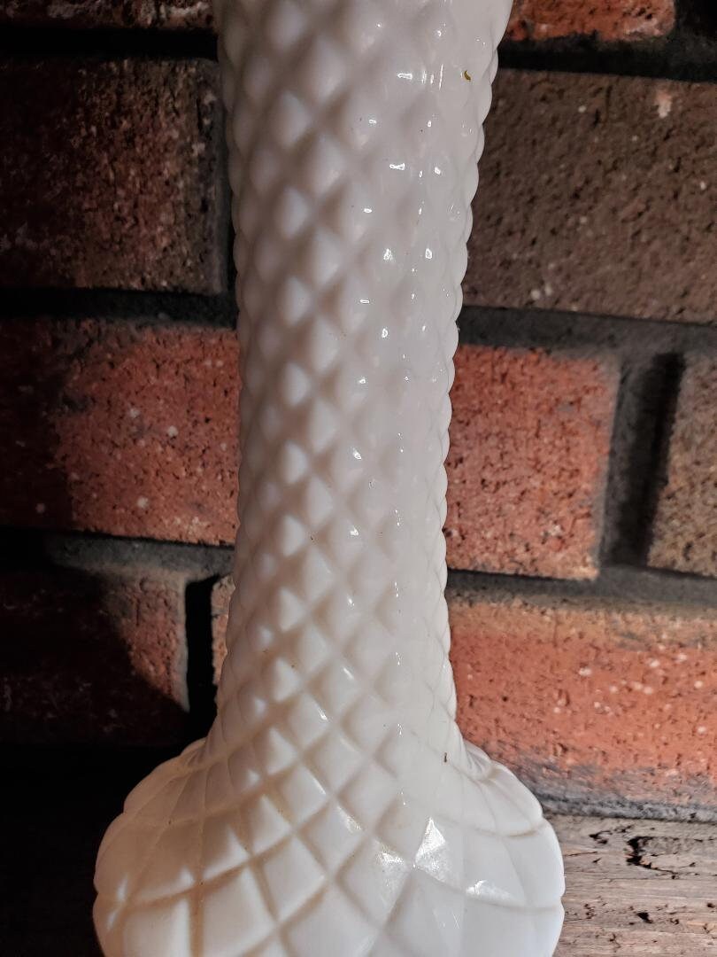 Vintage Randall Milk Glass Diamond Pattern Bud Vase, Collectible Vase ...