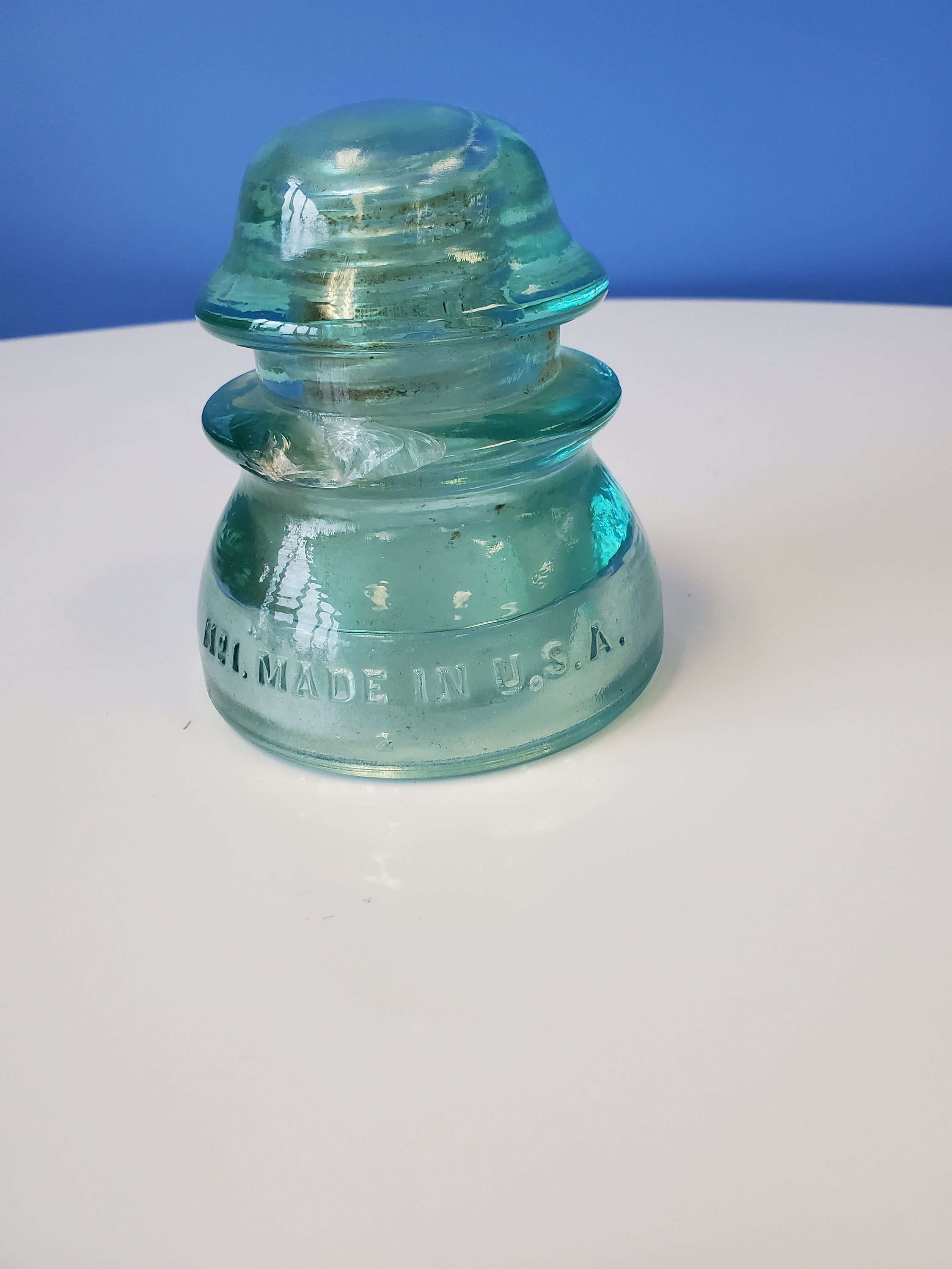 1 Light Bluish Green Whitall Tatum Co Glass Insulator, Vintage Glass ...