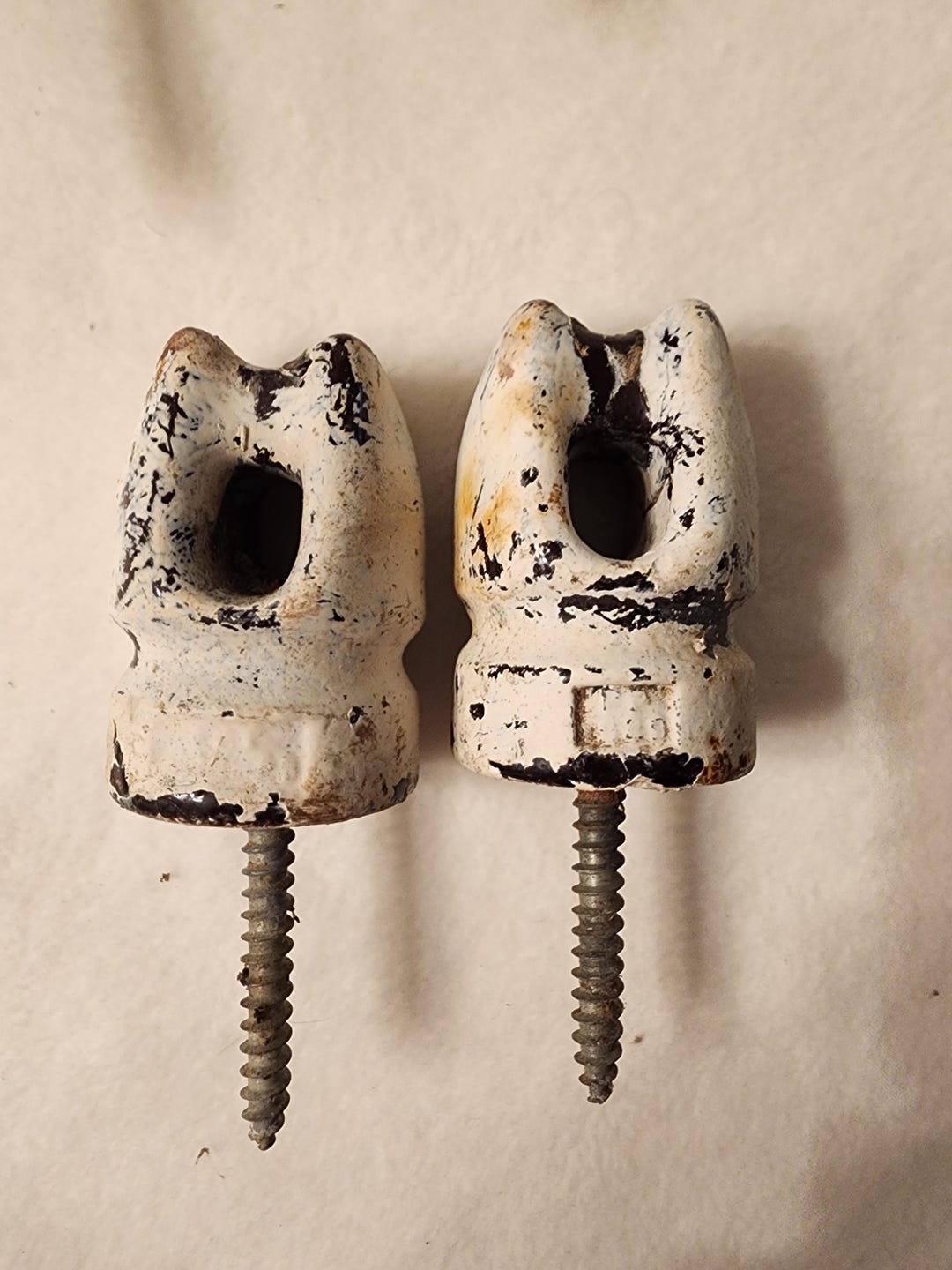Vintage Pair Heavy Duty White Electric Wire Insulators With Screws - Etsy