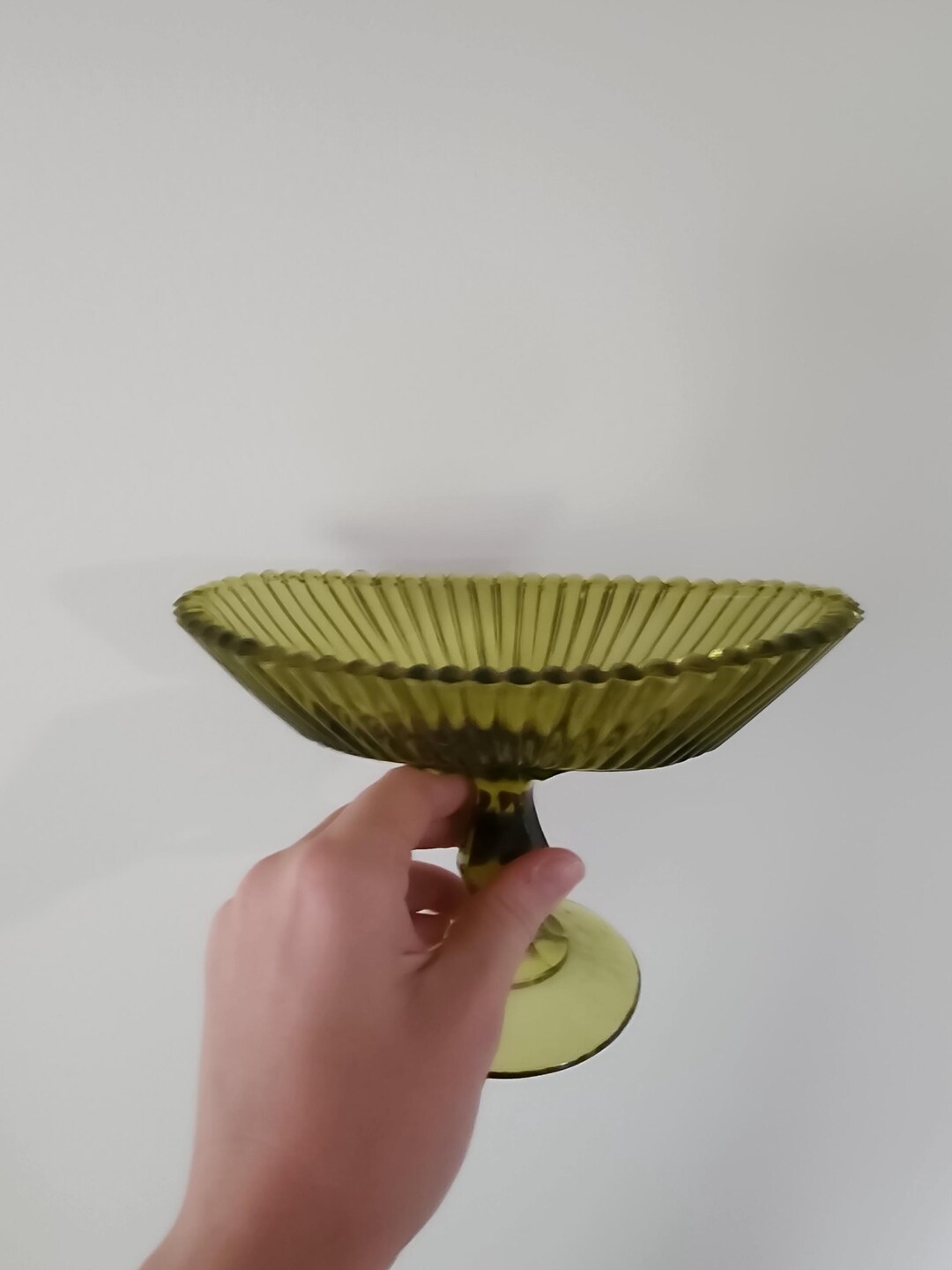Vintage Green Collectible Glass Dish, Scalloped, Ribbed Glass, Antique ...