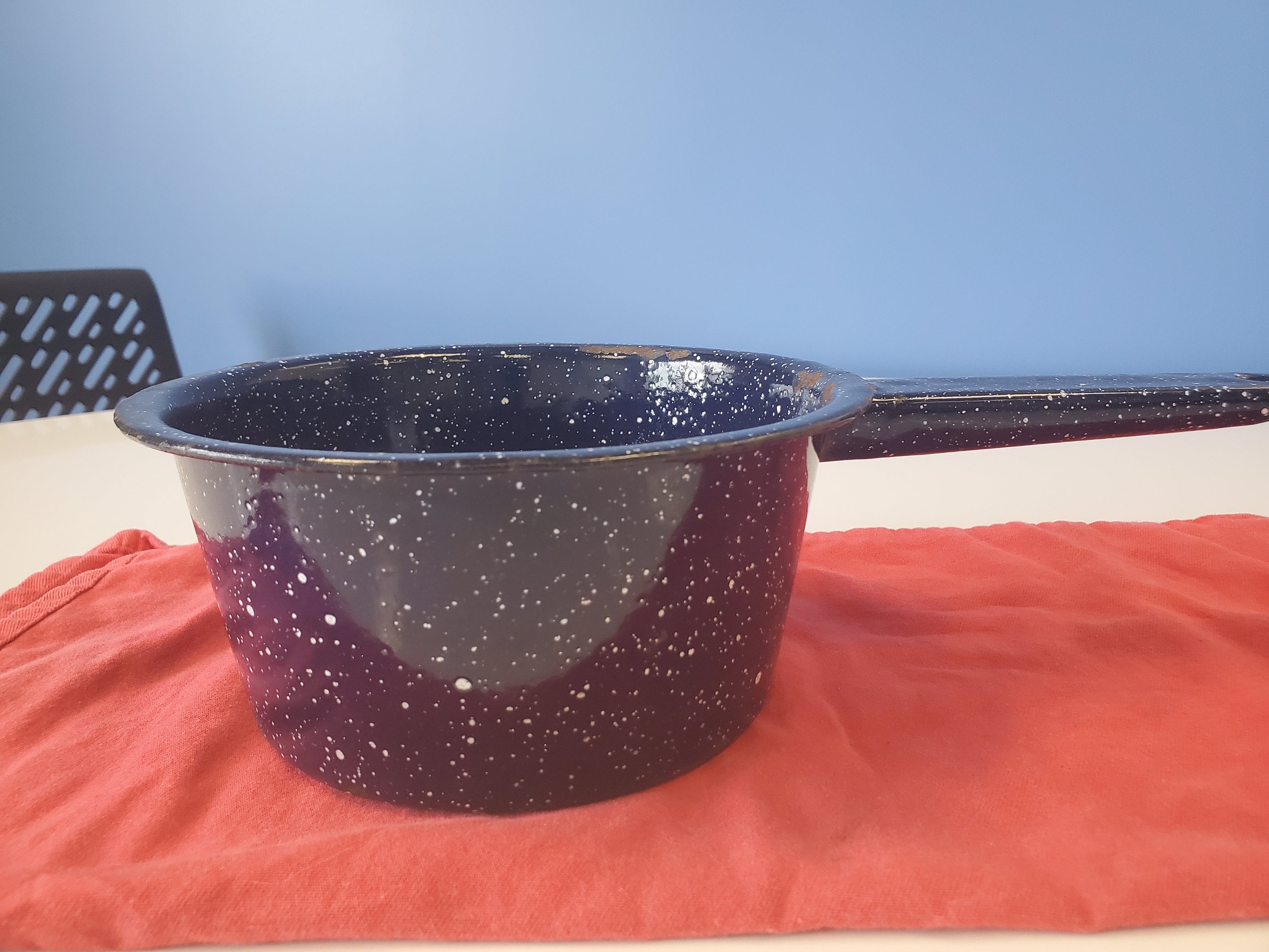 Vintage Enamel Blue Speckled Camping Saucepan, Camping Pot, Enamel Pot ...