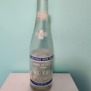 Mil-kay Glass Bottle, Vintage Drink Bottle, Citrus Fruit Beverage ...