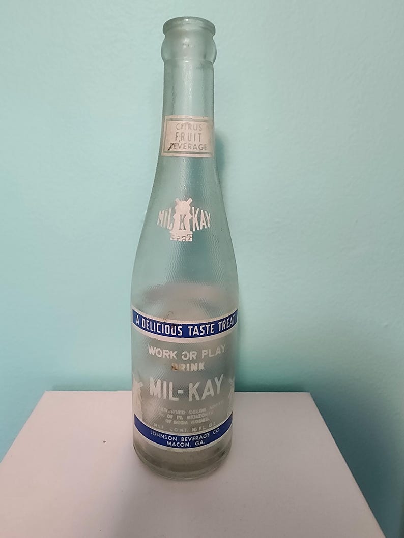 Mil-kay Glass Bottle, Vintage Drink Bottle, Citrus Fruit Beverage ...