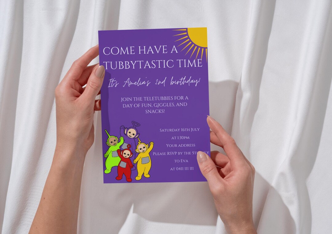 Editable 5x7 Teletubbies-themed 2nd Birthday Invitation Design With ...