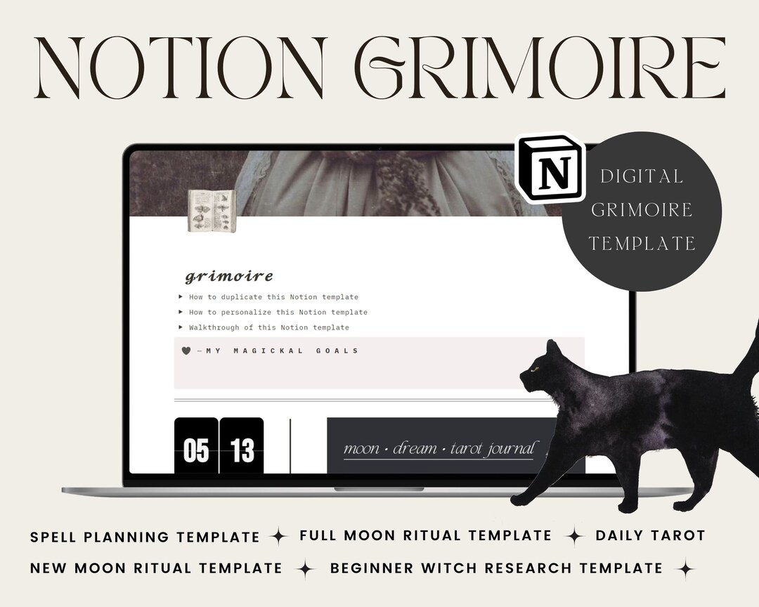 DIGITAL GRIMOIRE Notion Template Book of Spells Book of - Etsy