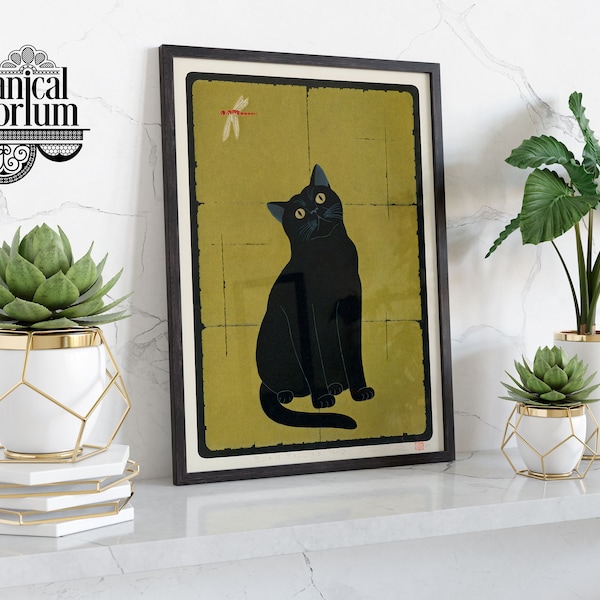 Japanese Cat Art Print - Etsy UK