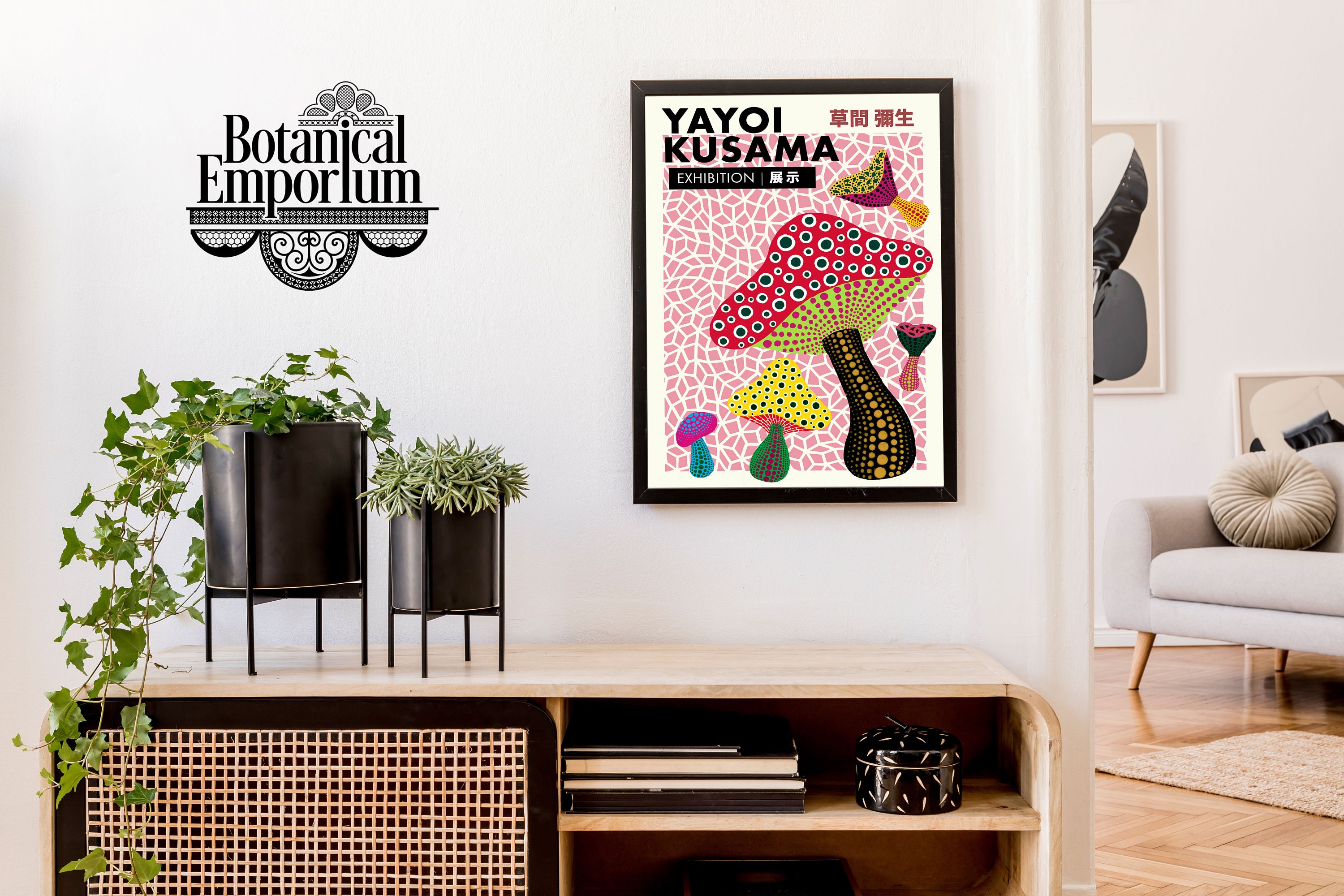 Mushrooms, Yayoi Kusama, Modern Wall Art Dcor, Vintage Collage ...