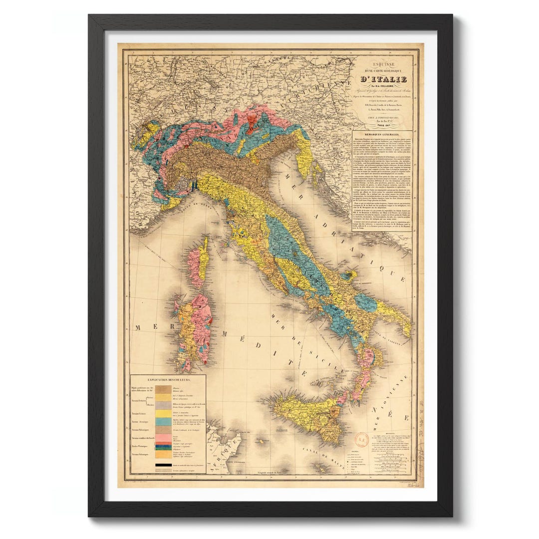 Geological Map of Italy Print, Vintage Poster, Wall Art Decor, Italy ...