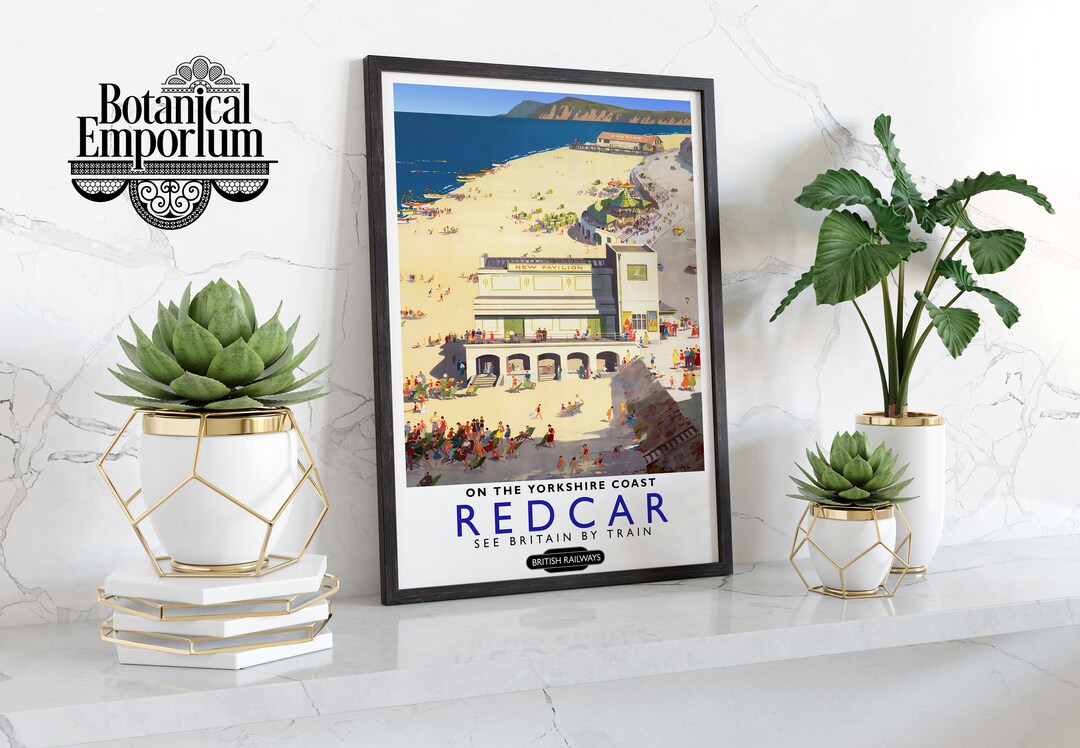 Redcar Poster, Yorkshire Travel Print, British Railways, Vintage ...