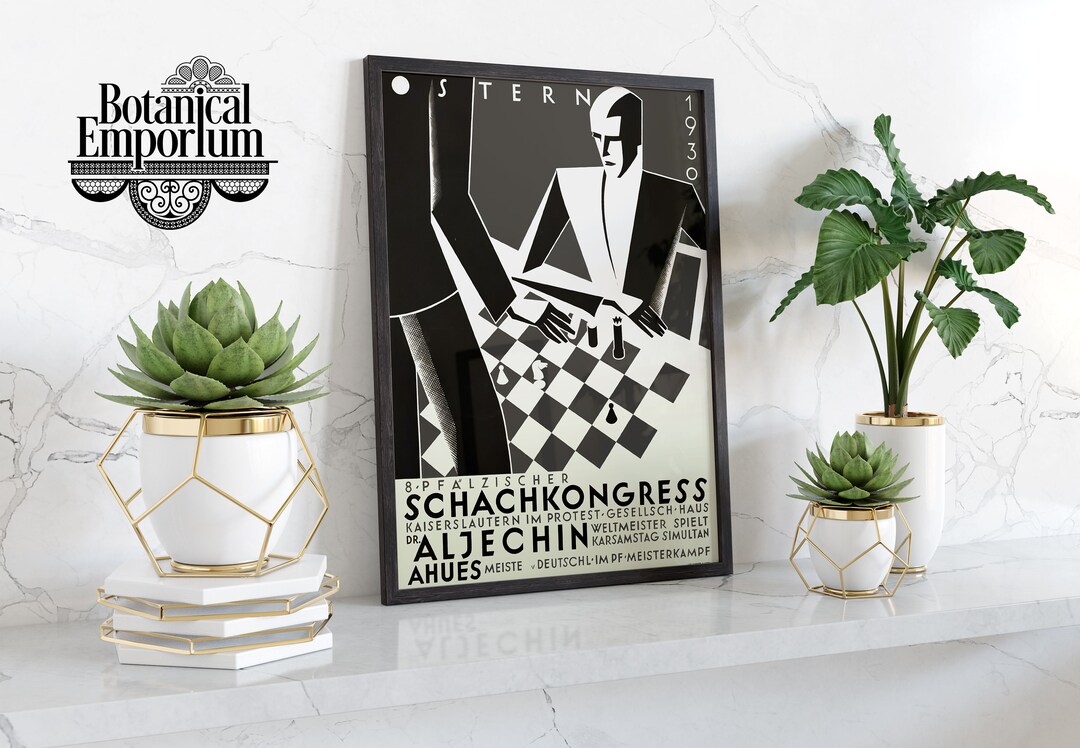 1930 Chess Match Poster, German Chess Print, Vintage Sports ...