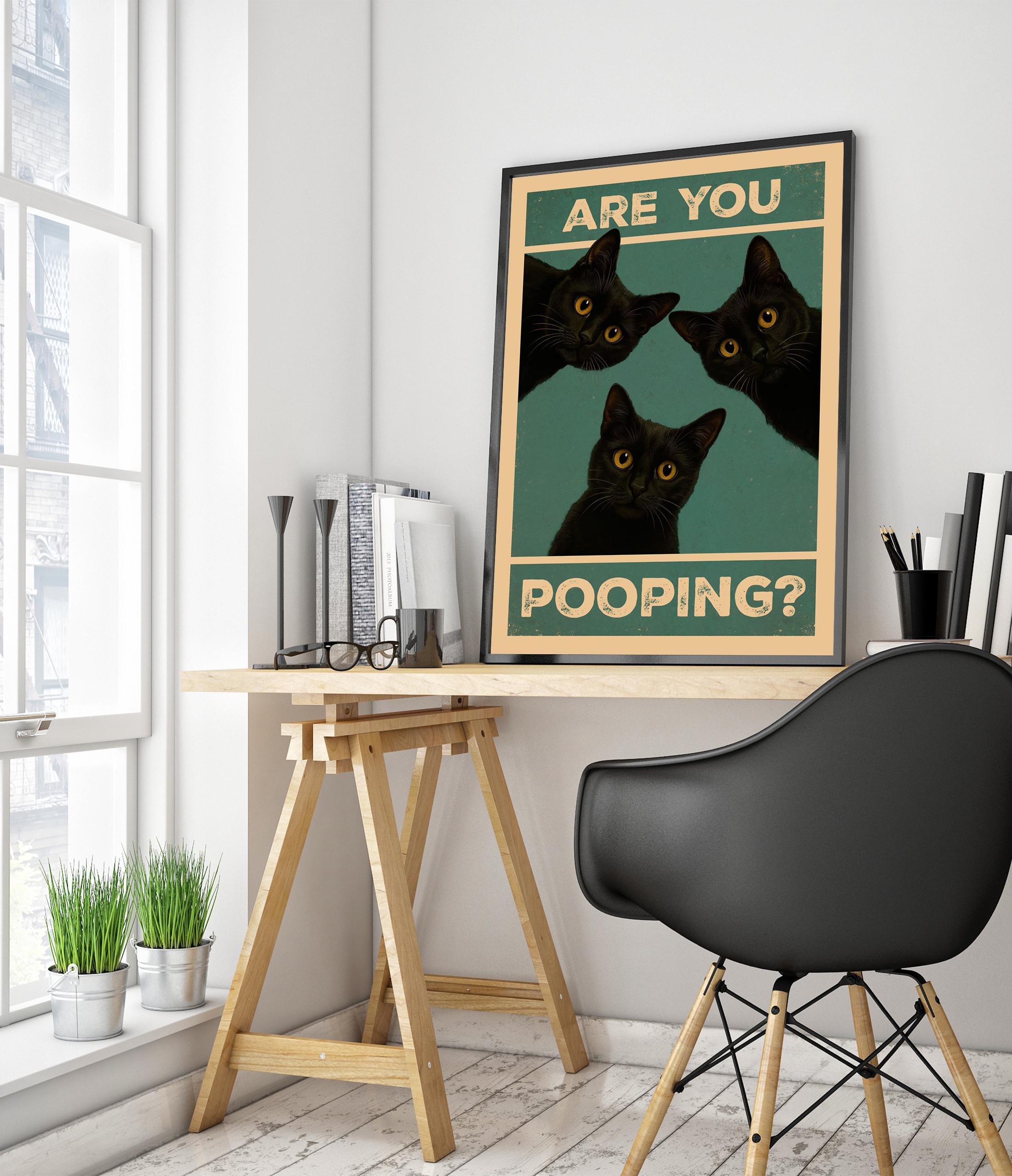 Are You Pooping? Cats Poster, Bathroom Jokes Print, Funny Toilet Wall ...