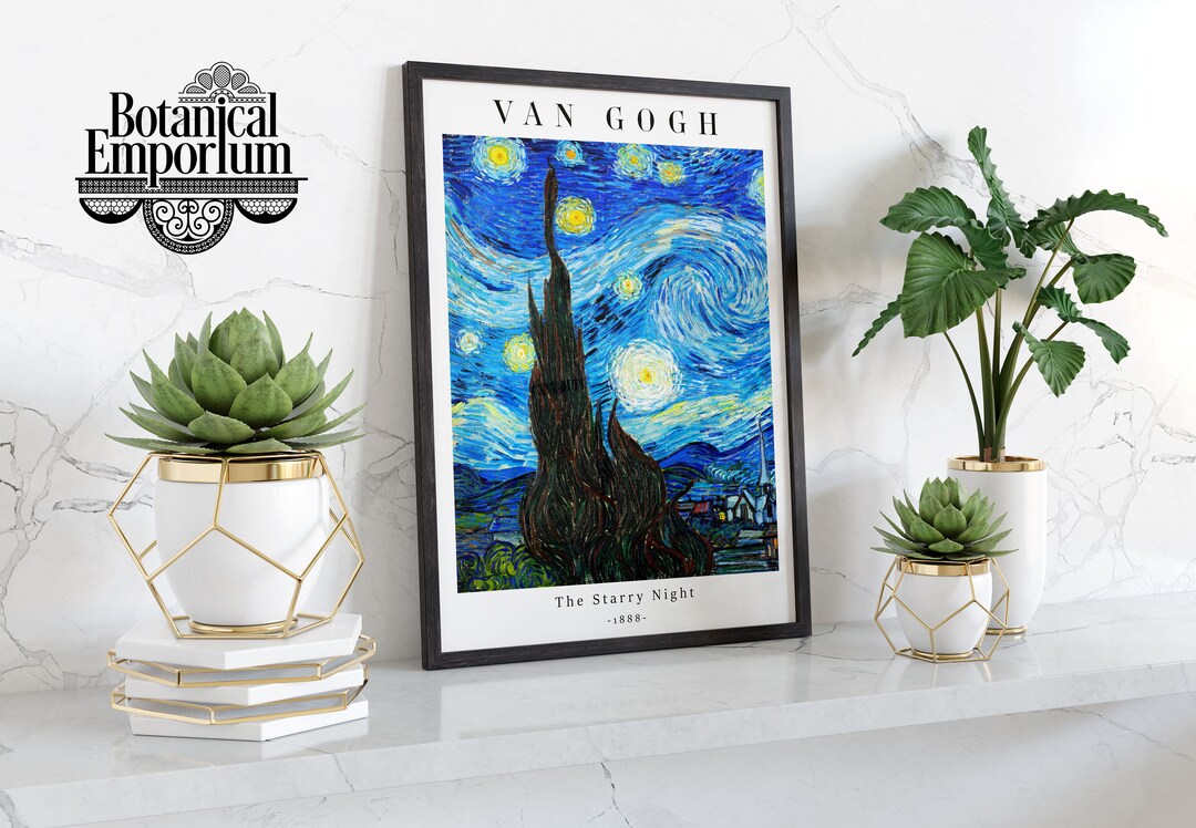 Van Gogh Starry Night Decoration Print, Modern Wall Art, Bedroom ...
