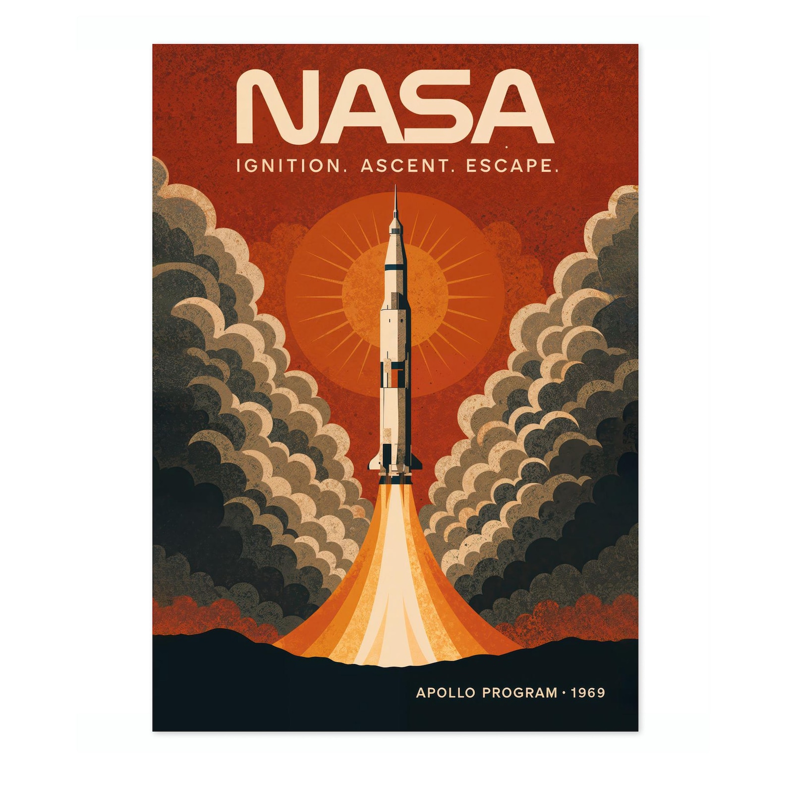 NASA Apollo Program 1969 Print, Space Poster, Vintage NASA Wall Art ...