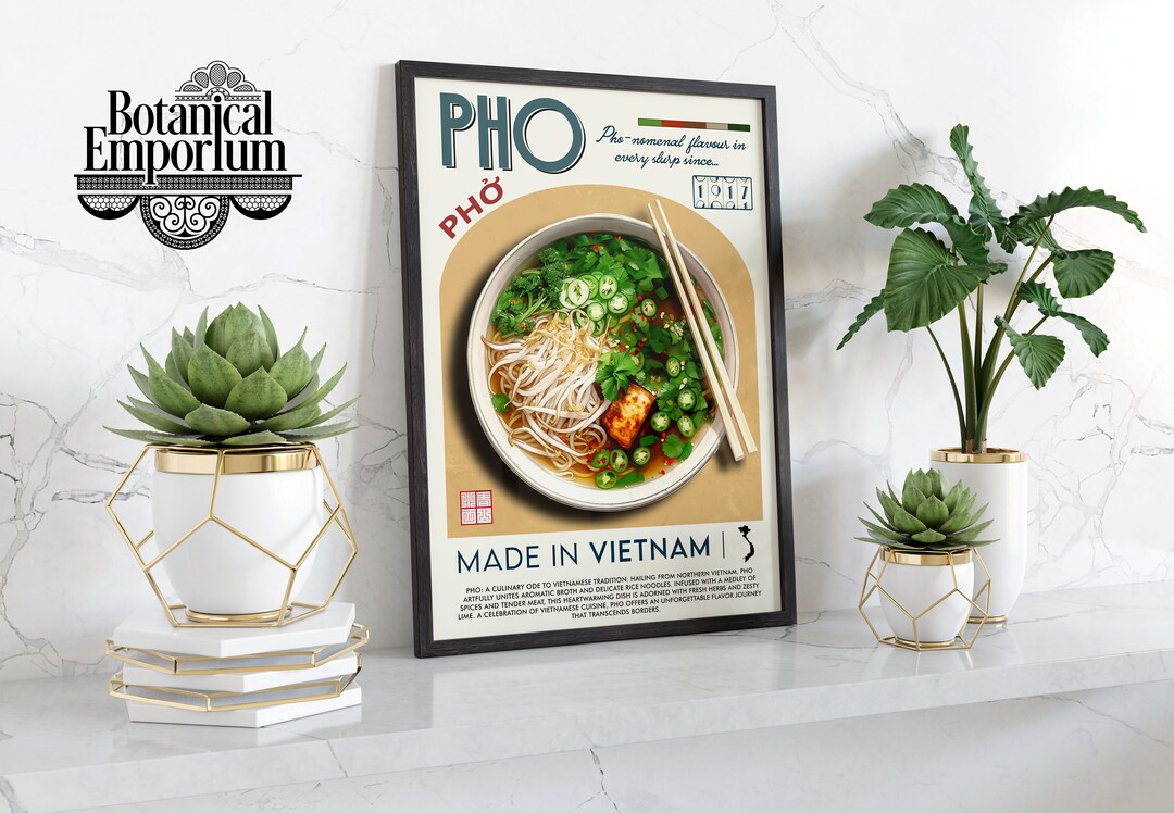 Pho Poster, Food Print, Modern Kitchen Décor, Vietnam Food, Chef Print ...