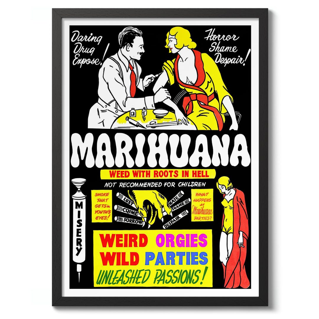 Marihuana Weed With Roots in Hell, Vintage Propaganda Print, Poster ...