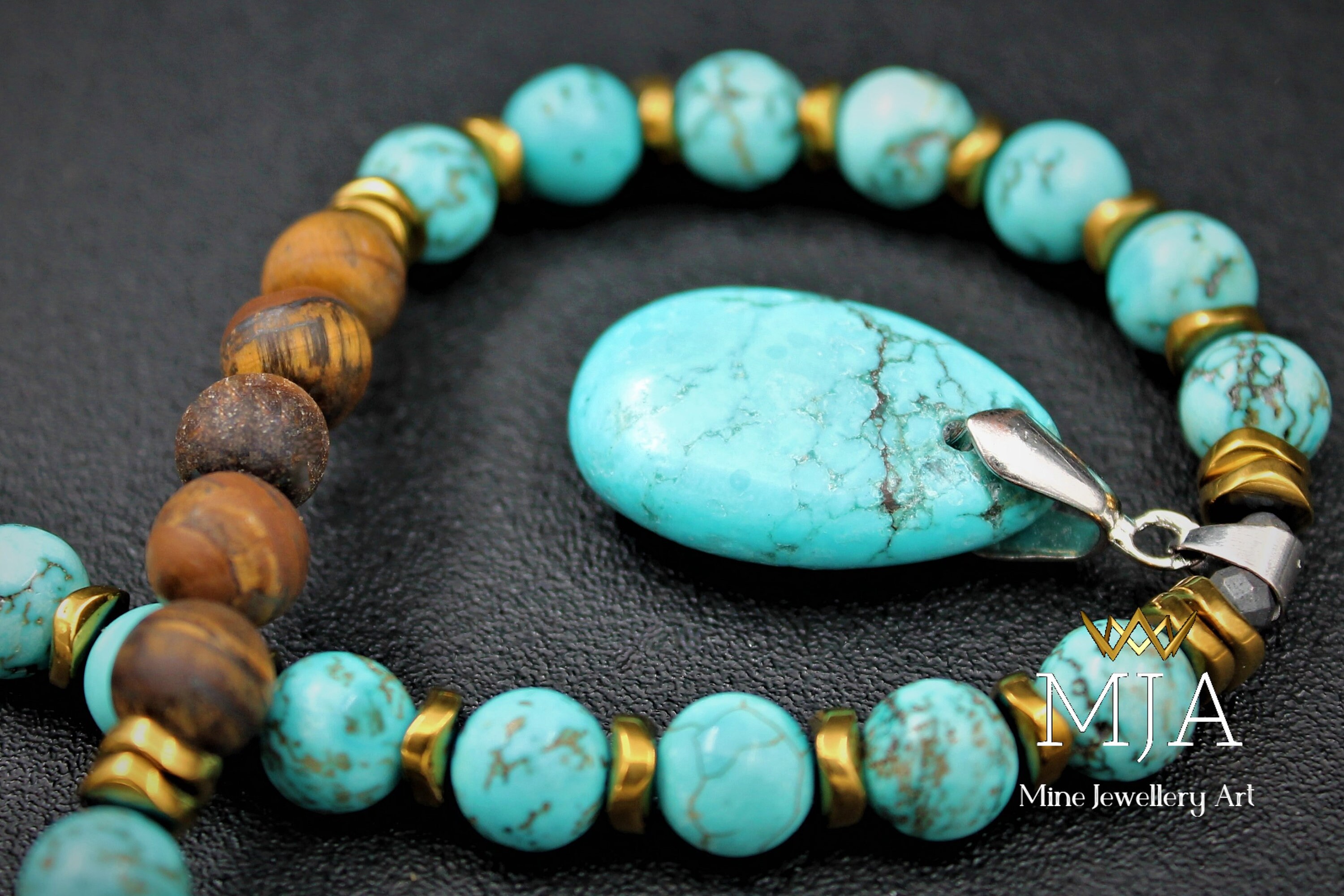 Drop Turquoise Pendant Protection Tiger's Eye and - Etsy