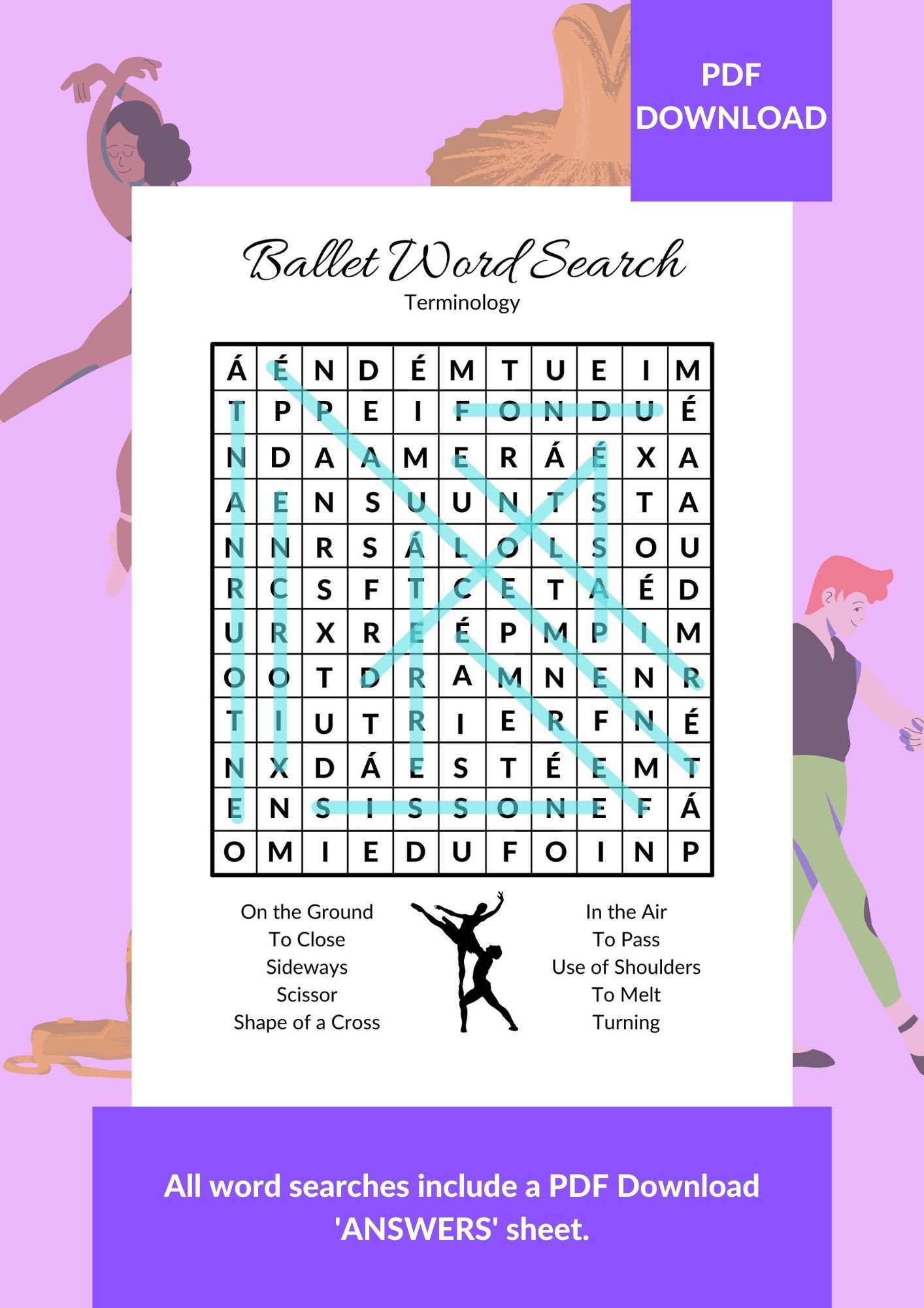 Ballet Terminology Word Search PDF DOWNLOAD Grade 3-4 Ballet ...