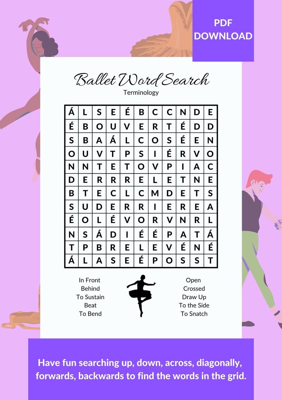 Ballet Terminology Word Search PDF DOWNLOAD Grade 1&2 Ballet ...