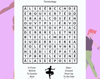 Ballet Terminology Word Search PDF DOWNLOAD Grade 1-2 Ballet ...