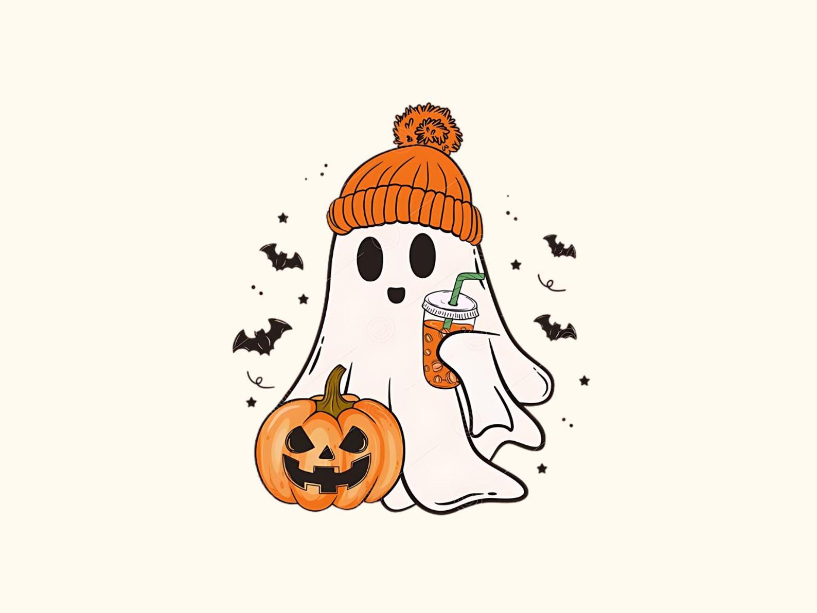 Cute Boo Jee Ghost Barista Png, Halloween Png, Coffee Png, Bougie Png ...