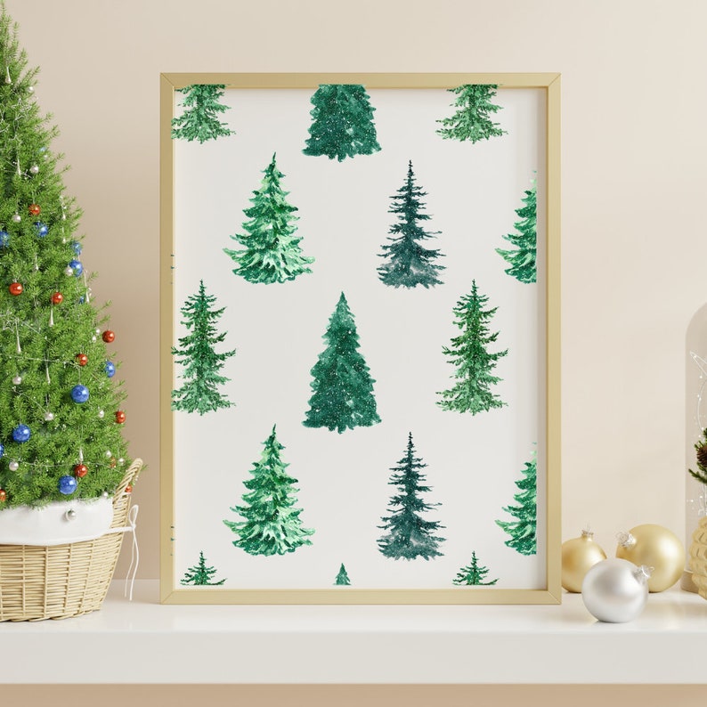 Evergreen Trees Print Evergreen Tree Decor Christmas Prints - Etsy