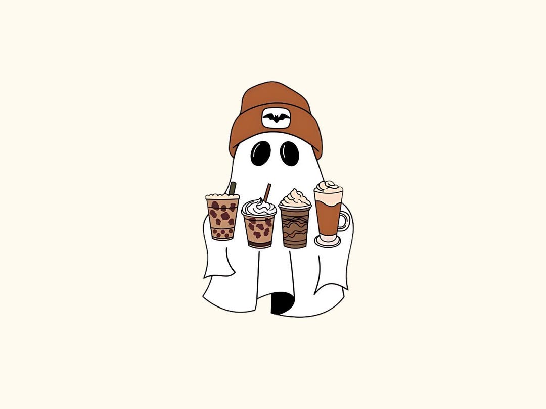 Cute Boo Jee Ghost Barista Png, Halloween Png, Coffee Png, Bougie Png ...
