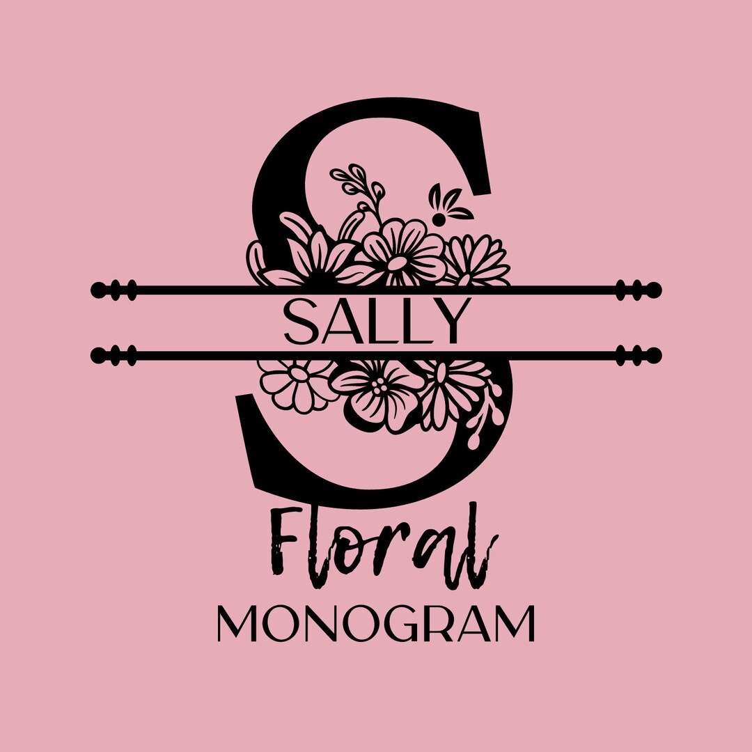 Floral Split Monogram Svg, Png, Flower Monogram Clipart, Floral Letter ...