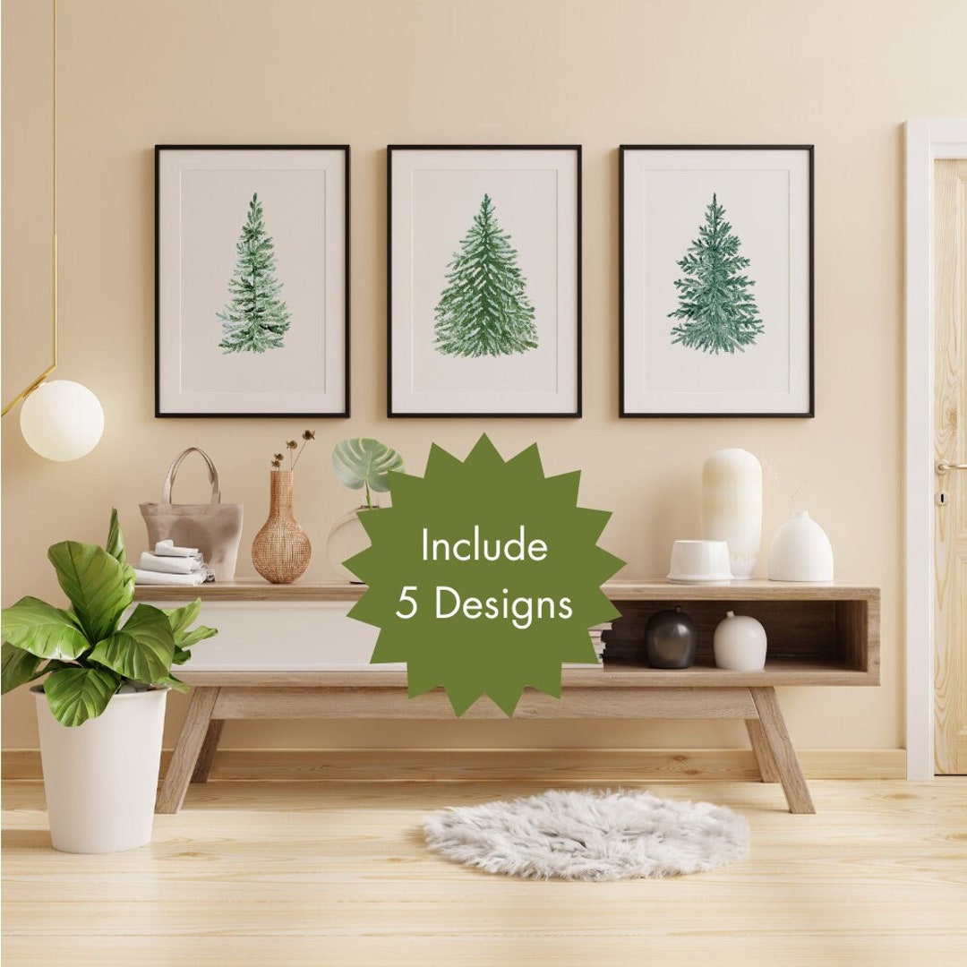 Evergreen Trees Print, Evergreen Tree Decor, Christmas Prints ...
