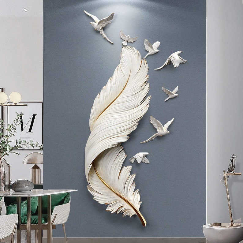 Feather Wall Decor Feather Wall Art Birds of Feather Wall - Etsy