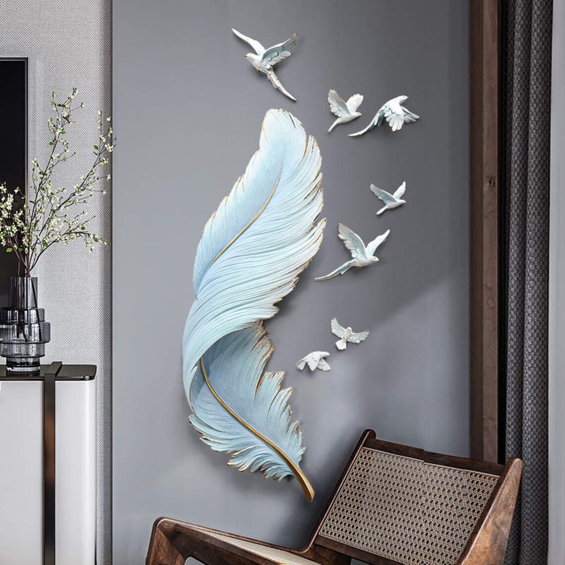 Feather Wall Decor Feather Wall Art Birds of Feather Wall - Etsy