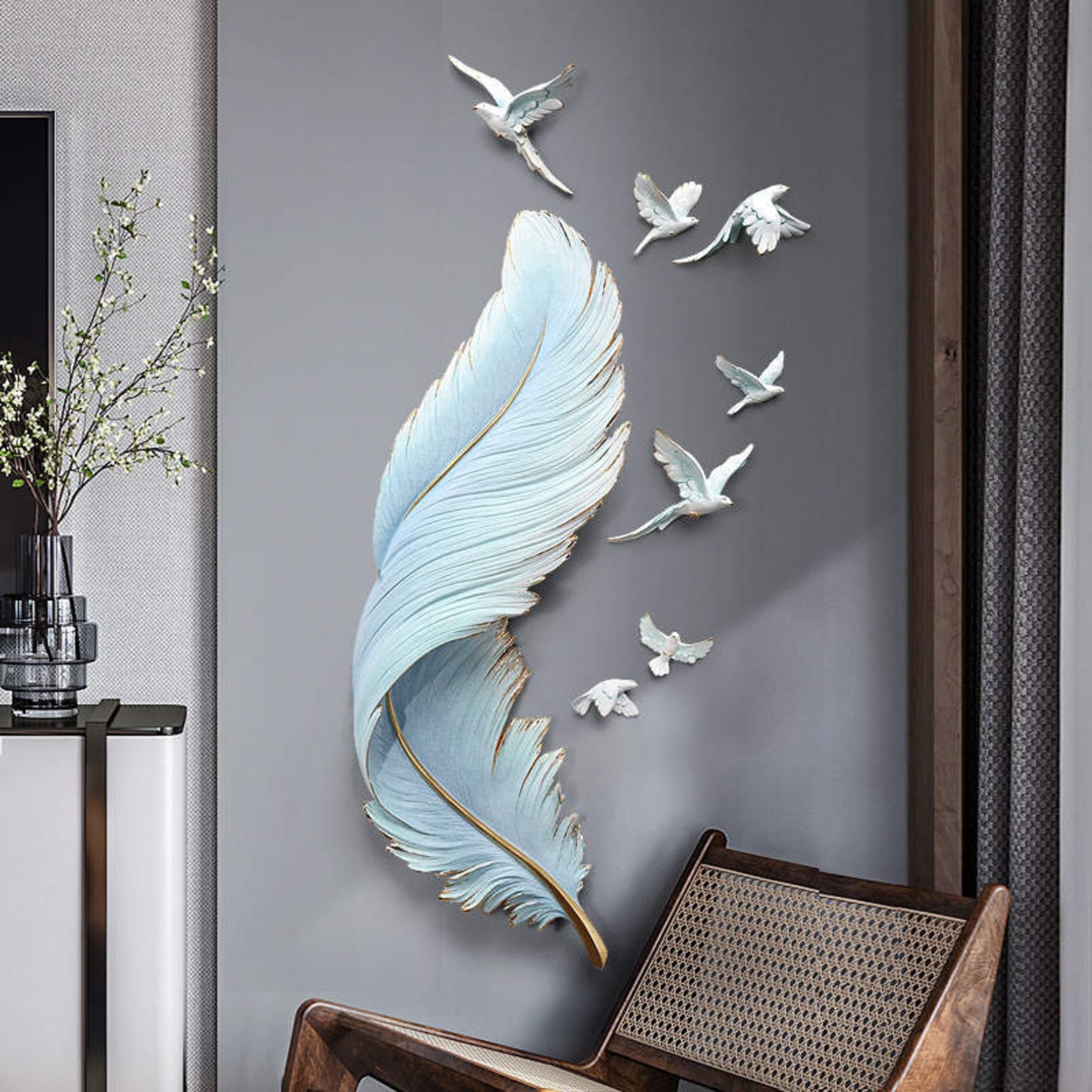 Feather Wall Decor Feather Wall Art Birds of Feather Wall - Etsy