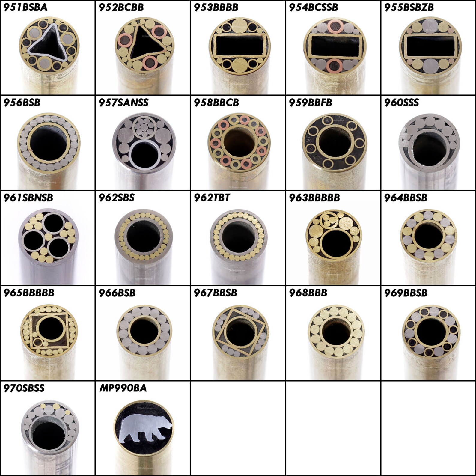Mosaic Pins - (0.375 (3/8) Inch Diameter) - Brass/bronze/copper ...