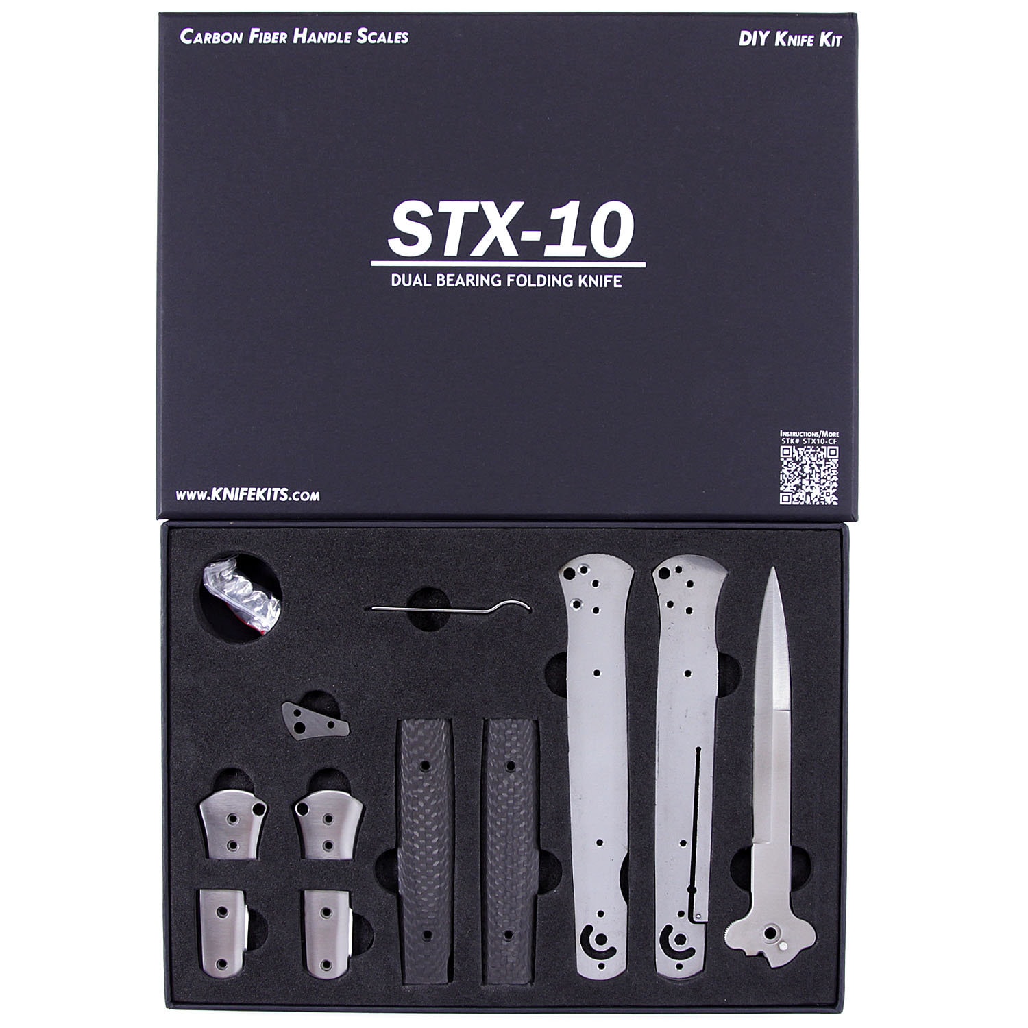 STX10 Folding Knife Kit Dual Bearing Flipper Design DIY Stiletto Parts ...
