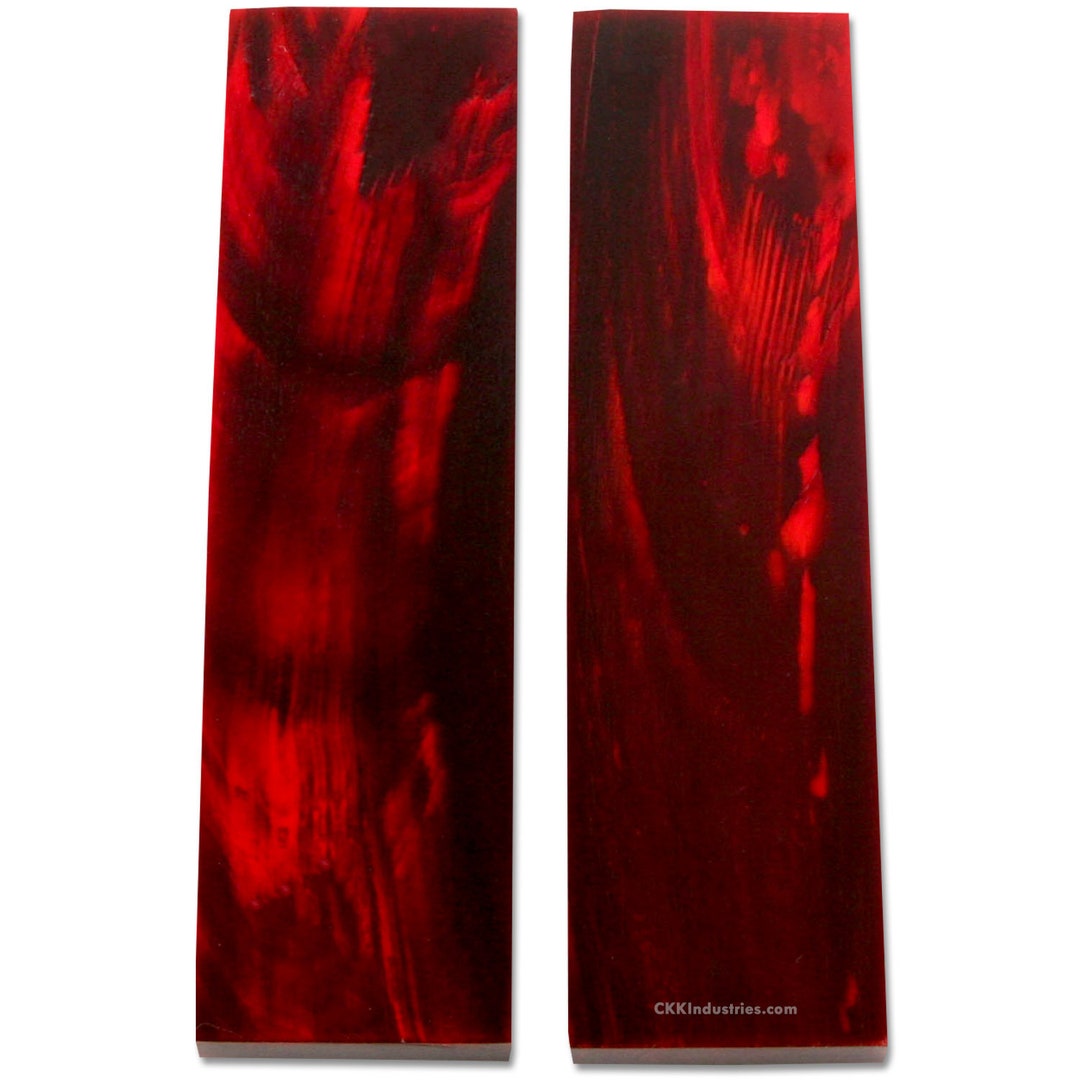 Buffalo Horn Knife Handle Scales - (flat Top) - (wine Red) - (4.50in X ...