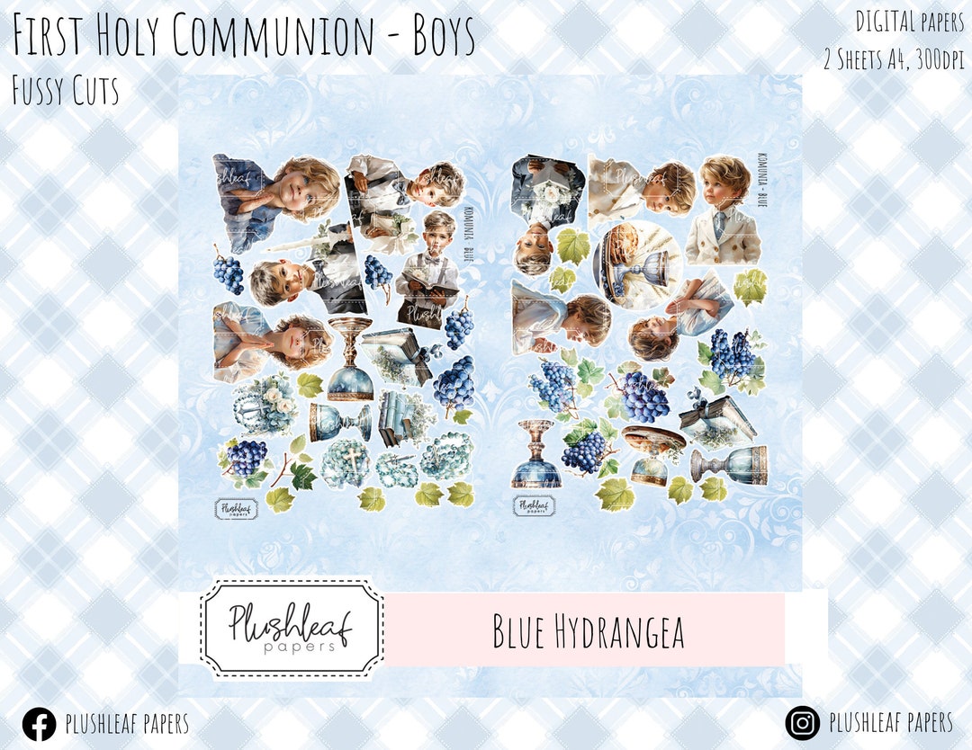 First Holy Communion Boys Scrapbooking Digital Paper Pack, Spring ...