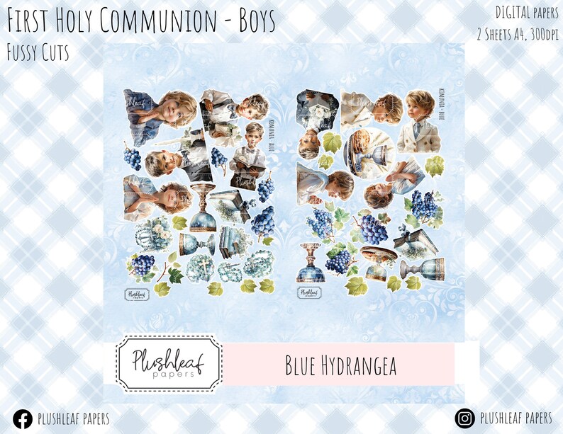 First Holy Communion Boys Scrapbooking Digital Paper Pack, Spring ...