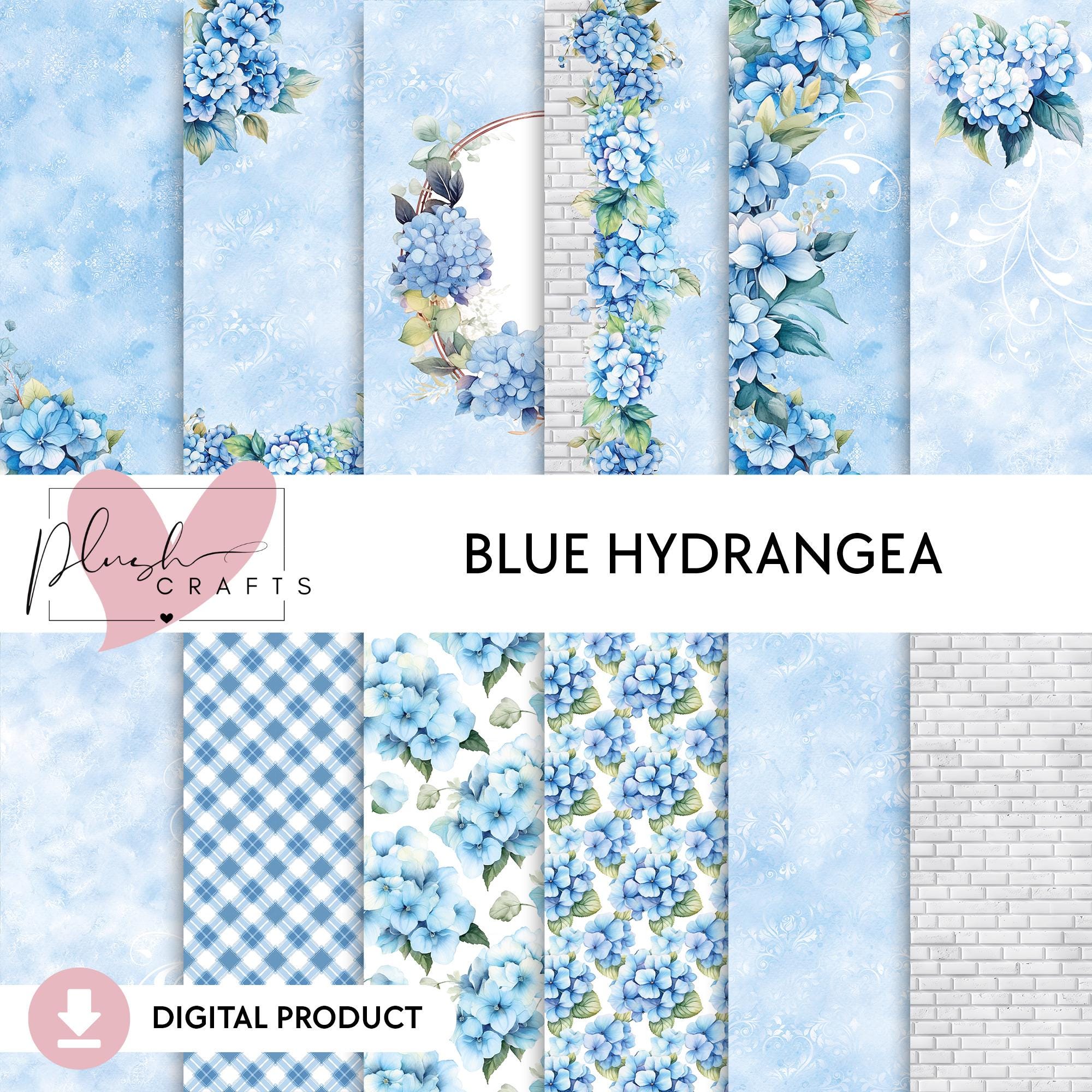 Blue Hydrangea || 18 Printable Sheets Scrapbooking Bundle, 12 Papers ...