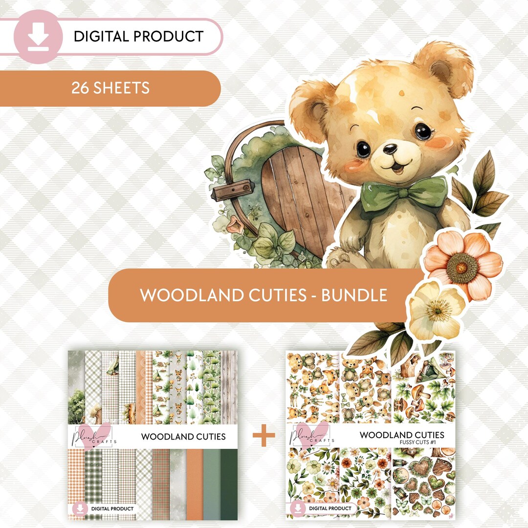 Woodland Cuties || Digital Paper Bundle, Baby Designs, Forest ...