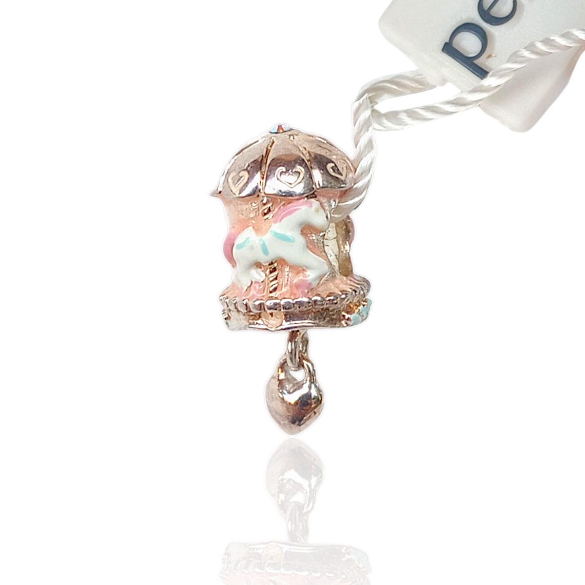 RARE CAROUSEL Sterling Silver Dangle Charm Vermeil, Enamel & CZ Retired ...