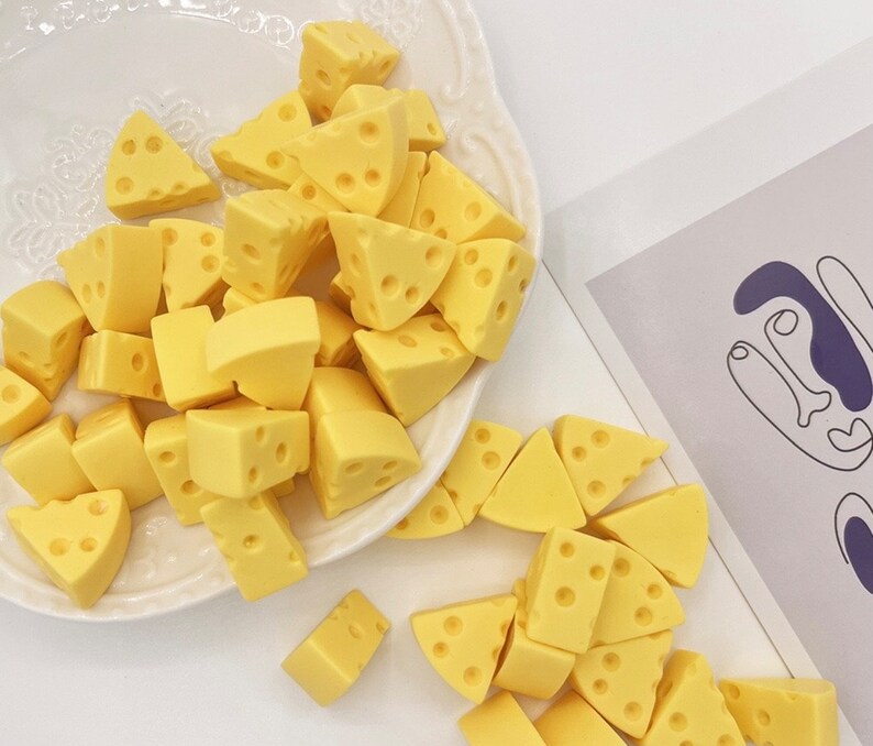 5pcs/lot Kawaii Mini Cheese Fake Food Miniature Accessories Flat Back ...
