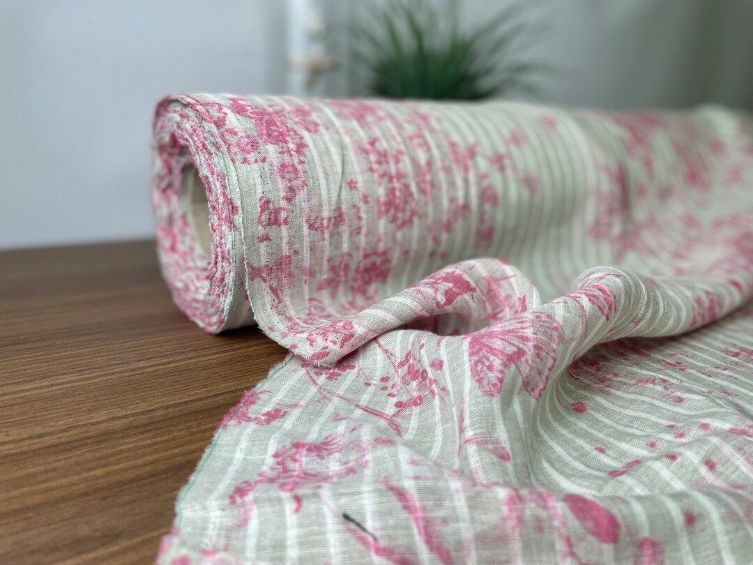 100% Pink Linen Fabric, Linen by the Meter Cut to Size, Linen for ...