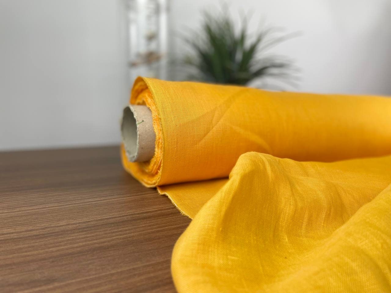 100% Dark Yellow Linen Fabric Linen by the Meter Cut to - Etsy