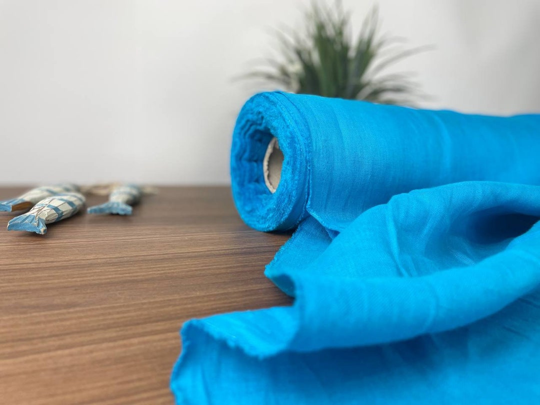 100% Light Blue Linen Fabric, Linen by the Meter Cut to Measure, Linen ...
