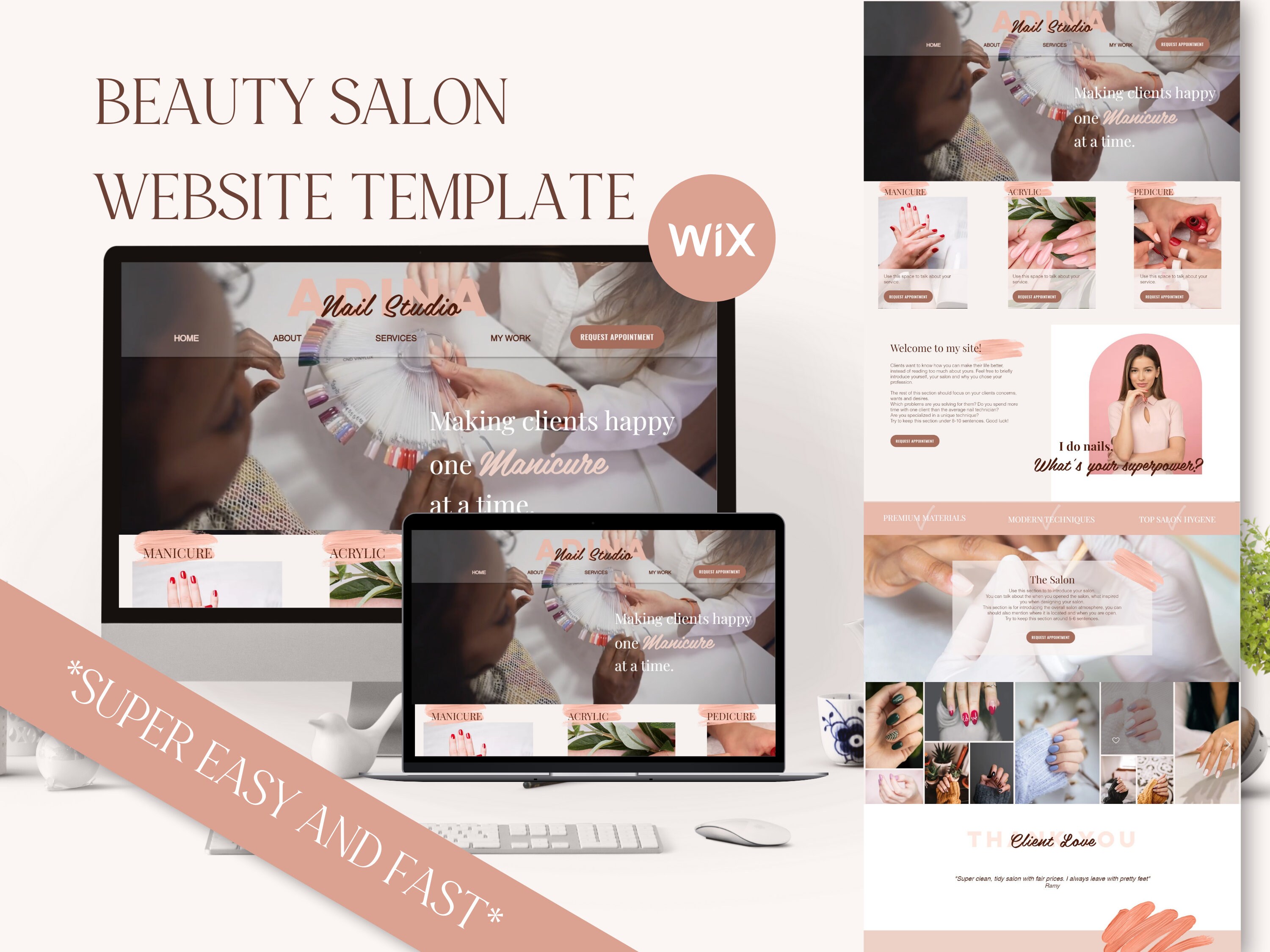 Beauty Salon Website Template Nail Salon Website (Instant Download) - Etsy