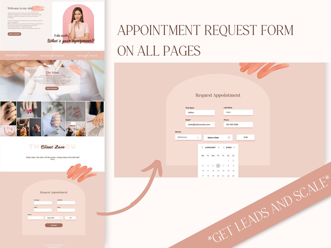 Beauty Salon Website Template Nail Salon Website (Instant Download) - Etsy