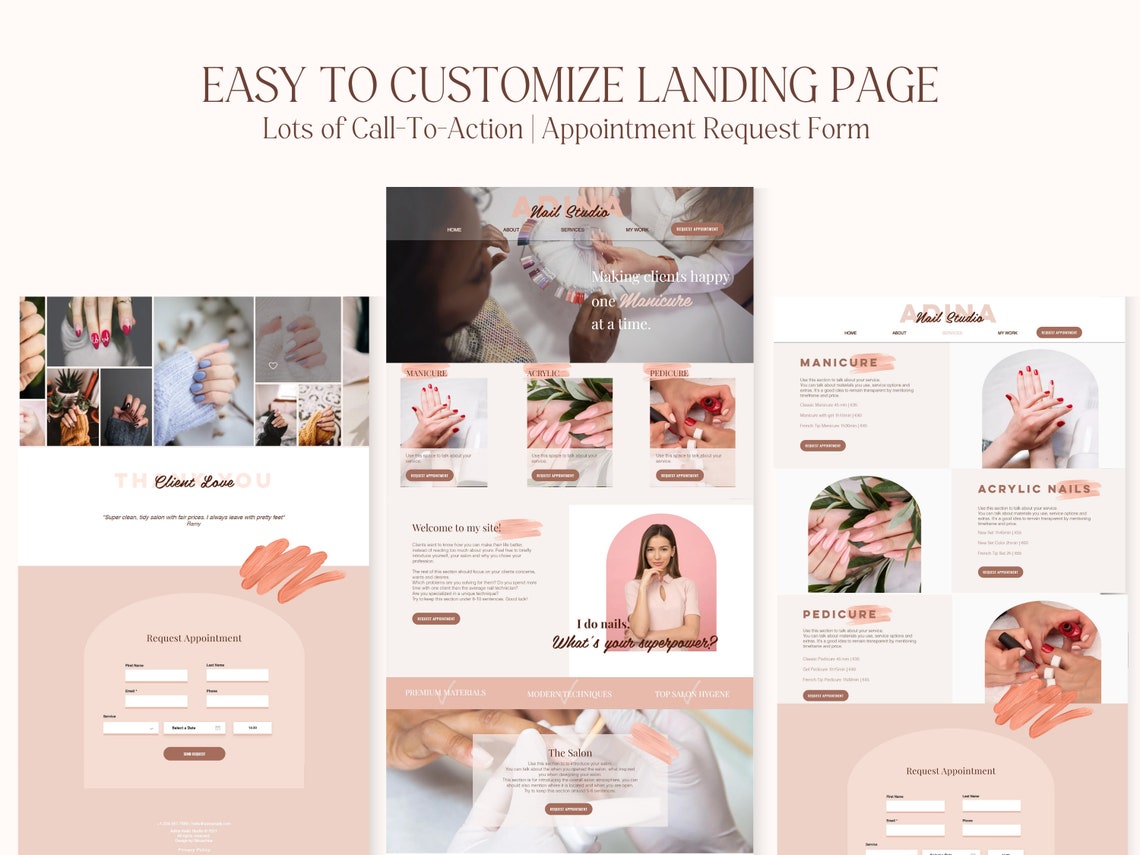 Beauty Salon Website Template Nail Salon Website (Instant Download) - Etsy