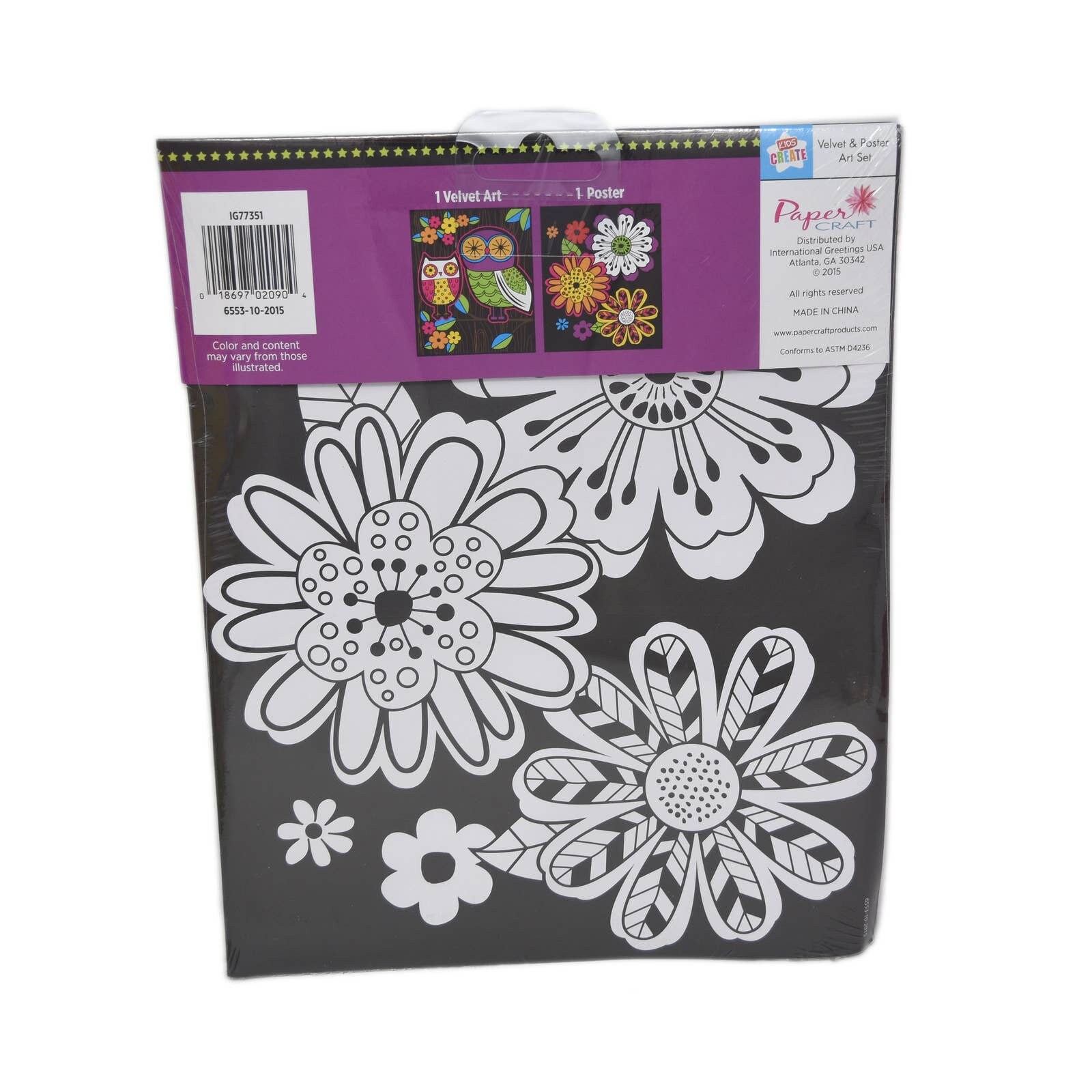 Kids Create - Velvet & Poster Art Set Includes 1 Velvet Art 8 Inches by ...