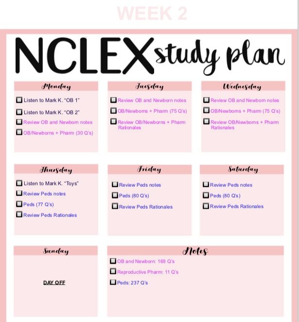 NCLEX Study Plan - GREEN - Etsy