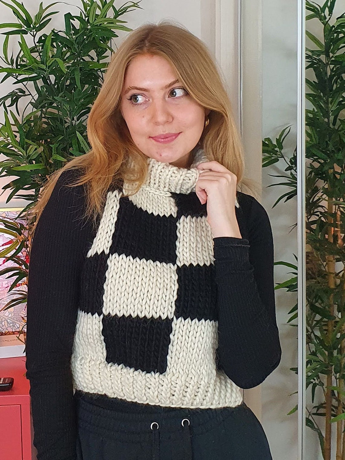 The Vibe Check Vest Pattern (super Chunky Polo Neck Sweater Vest) - Etsy