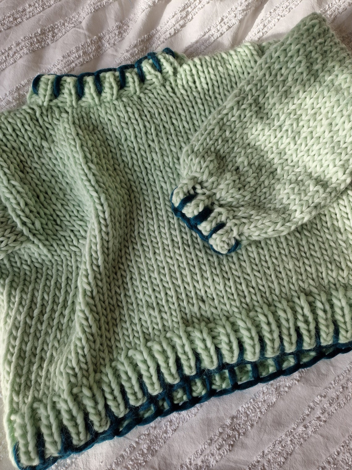 Blanket Stitch Sweater - Super Chunky Knitting Pattern Jumper - Etsy